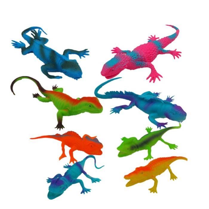 8pcs lézards Jouets Extensible réaliste lézard Chiffre Amusant Son ...