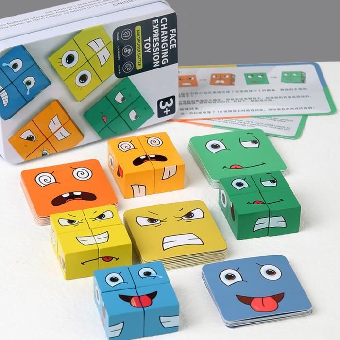 16pcs expression en bois correspondant bloc avec 64 cartes enfants ...