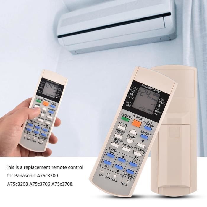REMPLACEMENT DE TÉLÉCOMMANDE CLIMATISEUR pour Panasonic A75c3300 ...