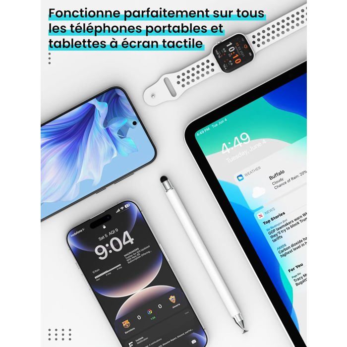 Stylet tactile magnétique 3-en-1-KAL-pour Tablettes/Smartphones, embout ...