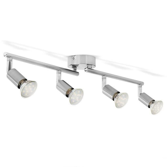 Plafonnier LED 4 spots orientables 4X3W GU10 IP20 spots plafond LED ...