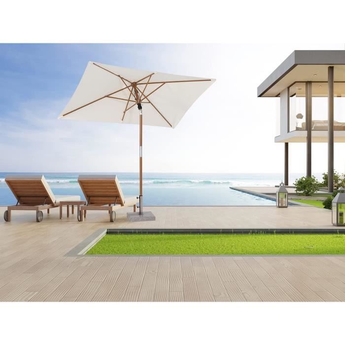 Sekey 200 150 cm Parasol en bois inclinable pour patio jardin balcon ...