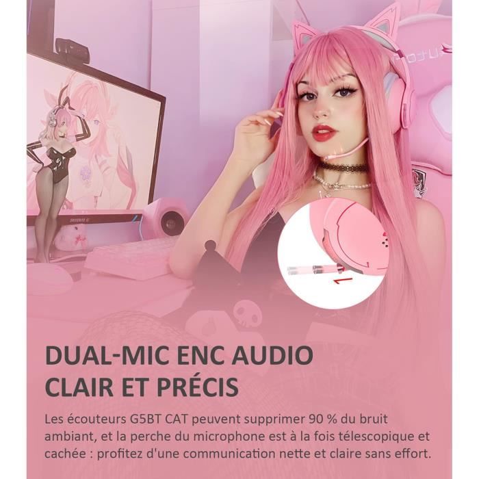 Hecate G5BT Cat Casque Gaming sans Fil, Micro Anti-Bruit, Oreilles de ...