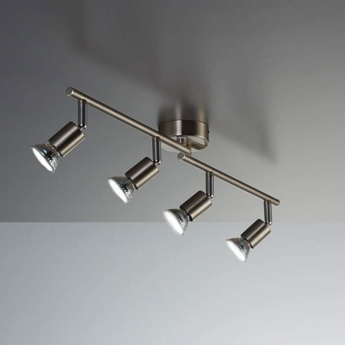 Plafonnier LED 4 spots orientables 4X3W GU10 IP20 spots plafond LED ...