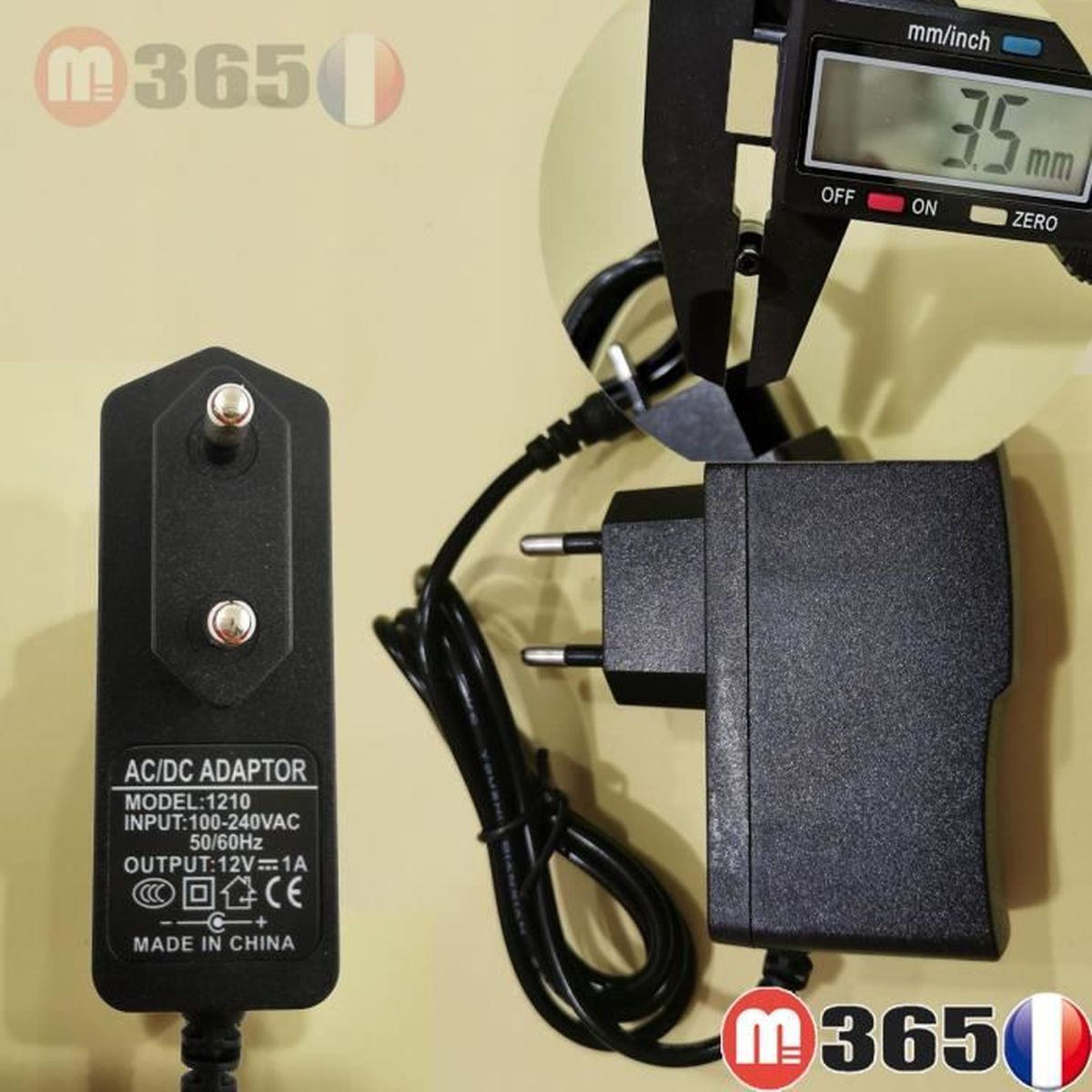 L'embout 3.5/1.35mm 12V 1A 1000mA UE Plug Chargeur AC 100-240V À DC 12V ...