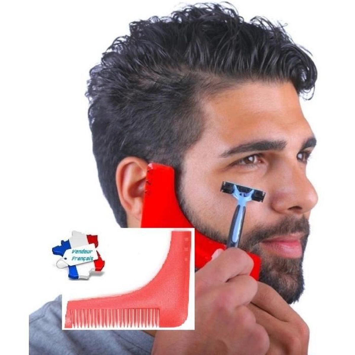 BARBE PRO PEIGNE rouge OUTILS CONTOURS SYMÉTRIQUE BEARD - Cdiscount Au ...