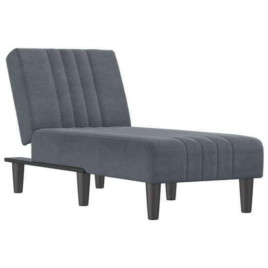 Chaise longue - DEC - Meridienne - Velours gris foncé - 3 positions ...