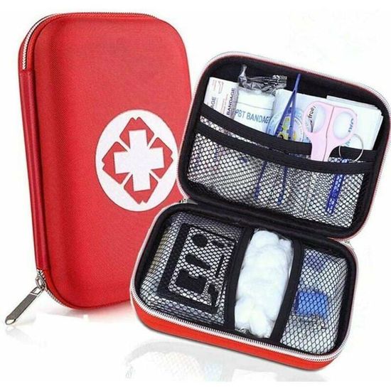 Trousse de premiers secours, mini boîte médicale, complète pour voiture, voyage, bureau ...