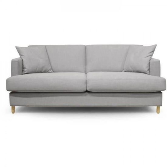 Hexagone - Canapé 3 places convertible - Tissu Gris clair - Couchage ...