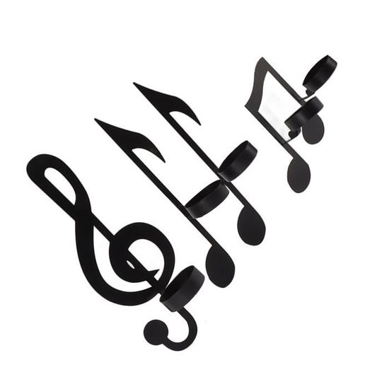 Applique murale - SURENHAP - Porte-bougie note de musique - Fer noir ...