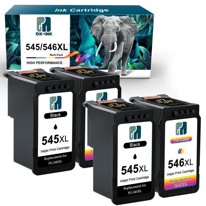 OK-INK 545 546 XL Cartouches d'encre 4 Pack Compatibles pour CANON PG ...