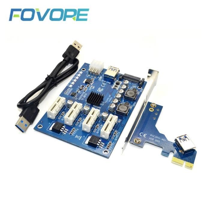 Kit'extension PCIE X1 à 4 PCI E X16, 1 à 4 ports PCI Express Switch HUB ...