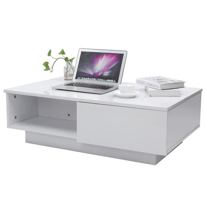 Table à thé salon table de rangement avec lumière LED moderne ...