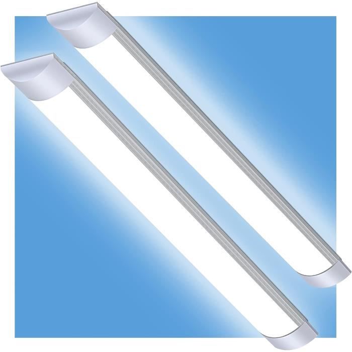 2 Pièces Néon Led 90Cm, 30W 3600Lm Tube Led, Blanc Froid 6500K Plafonnier Led, Ultraslim Led ...