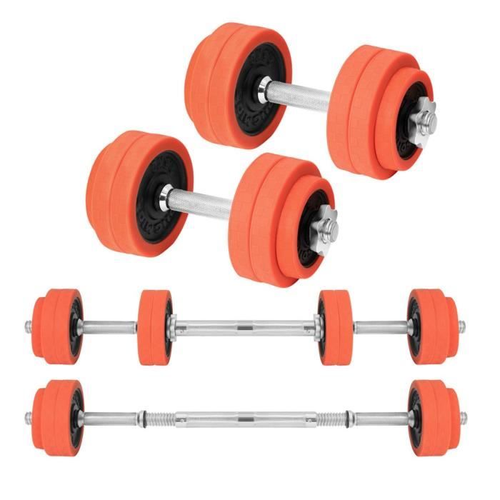 Kit halteres musculation 25 kg avec barre d’extension plusieurs poids ...