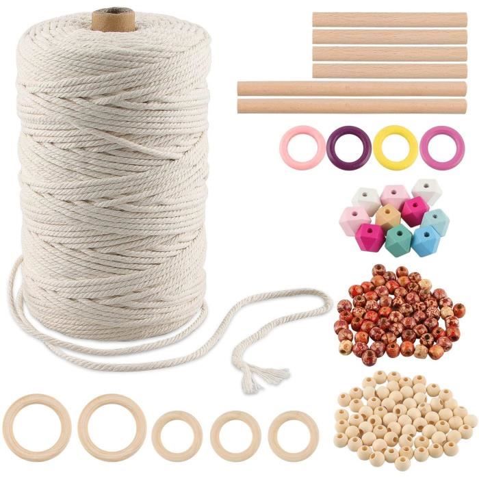 Corde en Coton Macramé de 3 mm x 200 m, Coton Naturelle Cordelette ...