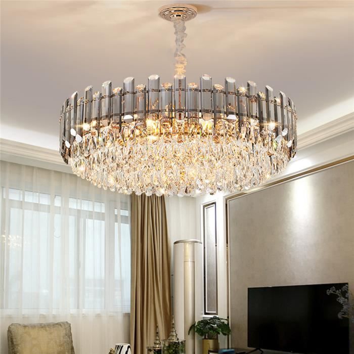 LUVODI Lustre Salon Cristal Moderne Suspendu Luminaire Plafonnier LED Rond 80cm pour Salle à ...