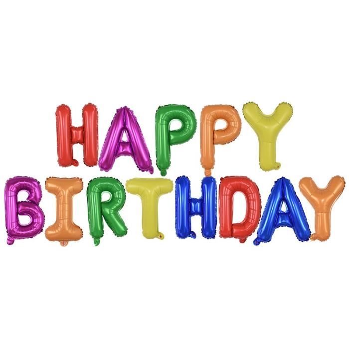 Multicolor -Ballons joyeux anniversaire en aluminium, 13 pièces, décorations de fête d ...