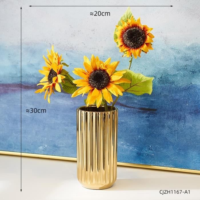 Vase,Vase à fleurs en céramique doré, moderne, pour décoration de salon ...