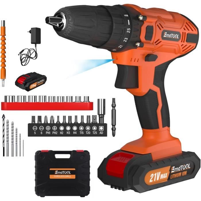 Kit De Perceuse Sans Fil Orange Avec Batterie Et Chargeur, Tournevis ...