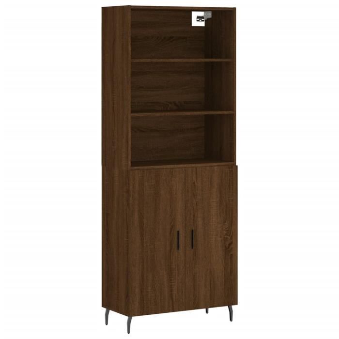 KEENSO Buffet haut Chêne marron 69,5x34x180 cm Bois d'ingénierie ...