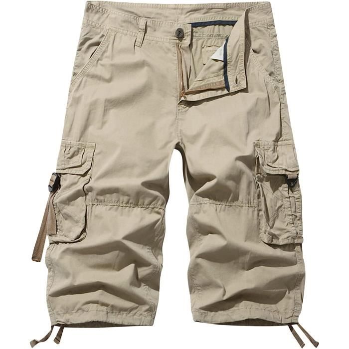 BERMUDA Homme Cargo 3 4 Coton Ergonomie Confortable D T Cordon De ...