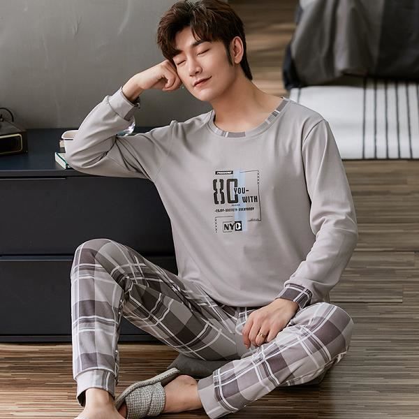 Pyjama homme en coton long,Ensemble pyjama homme, collection automne et ...