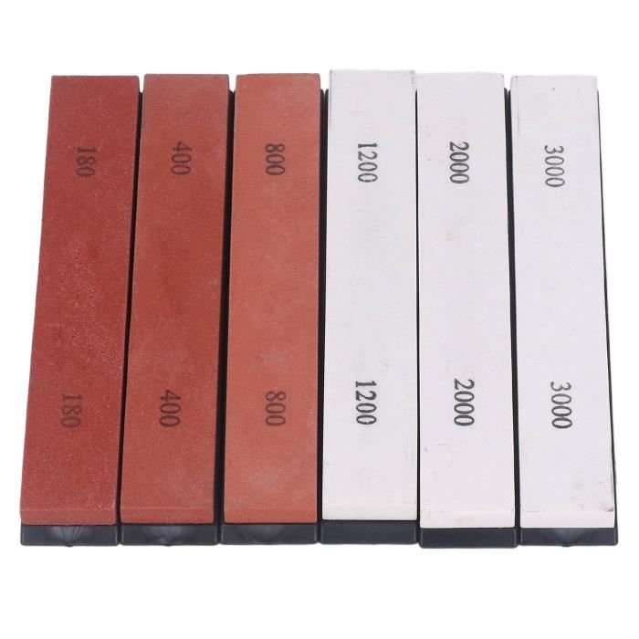 Pierre à aiguiser les couteaux MXZZAND - Ensemble de 6 pierres à grains multiples pour affûtage ...