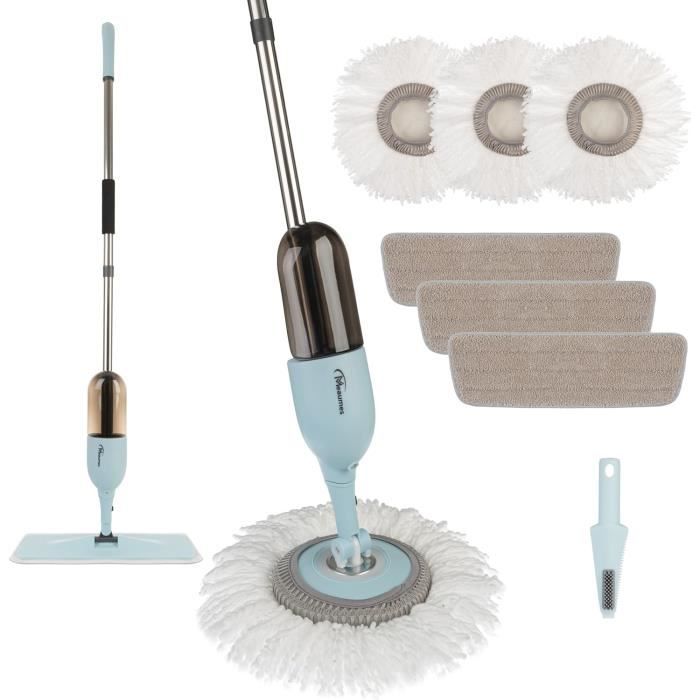 2 Balais Lave Sol en 1, Balai Lave Sol avec Vaporisateur, Balai Serpillere Professionnel Vendu ...