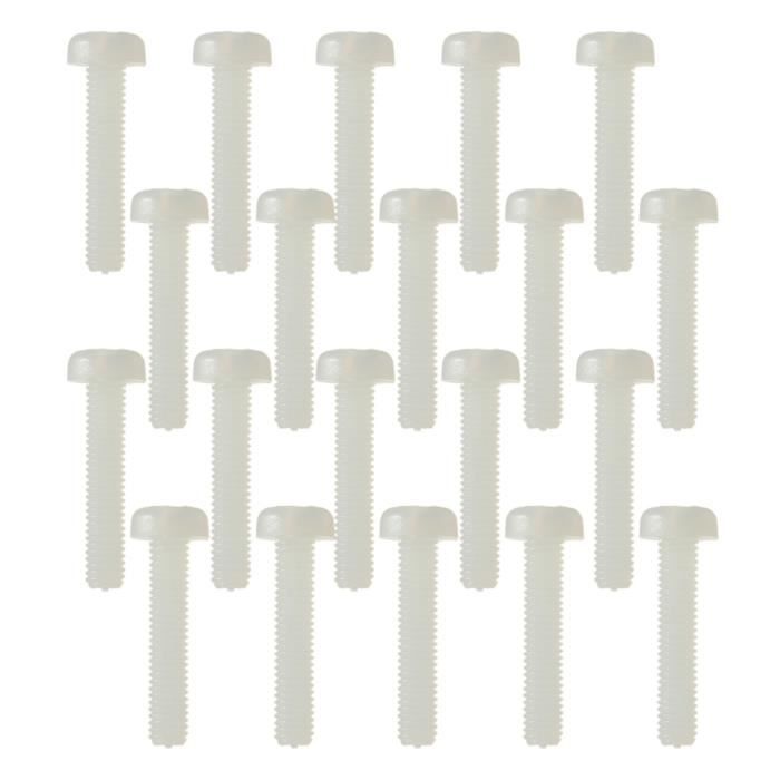 TEMPSA 20pcs M3 Vis Boulon Blanc Rond Transparent cruciforme À Tête En Plastique Nylon longueur ...
