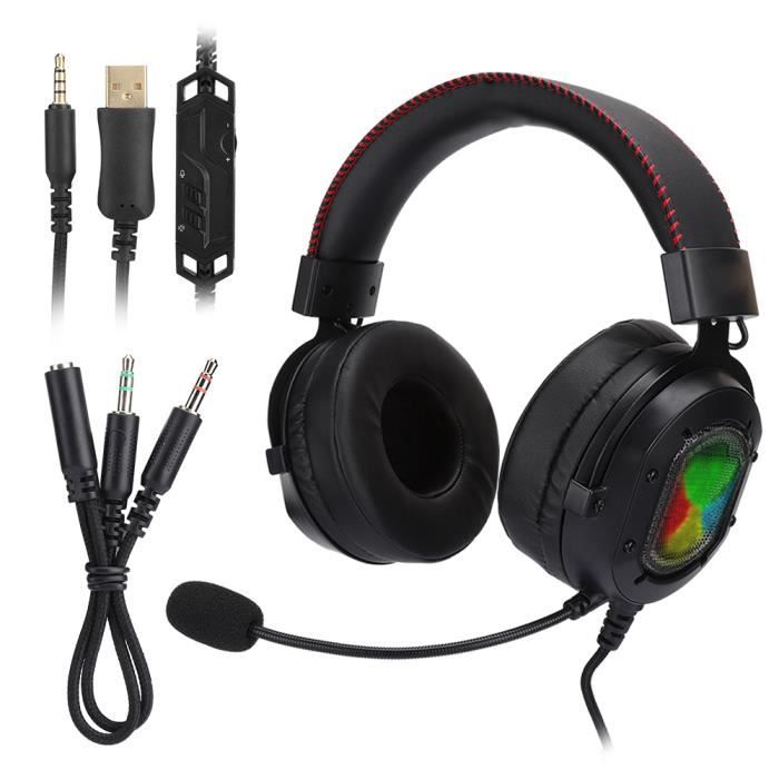TMISHION Casque RVB K3 Casque de Jeu ABS Écouteur RGB Rouge Noir pour ...