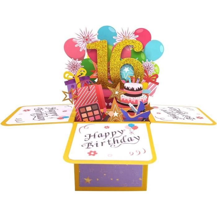 Carte Pop-Up « Happy 16Th Birthday » Pour Fille, Idée Cadeau D ...