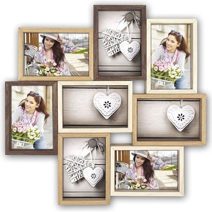 Cadre photo multi vues - ZEP - Montreaux - 10x15 cm - Bois - Beige ...