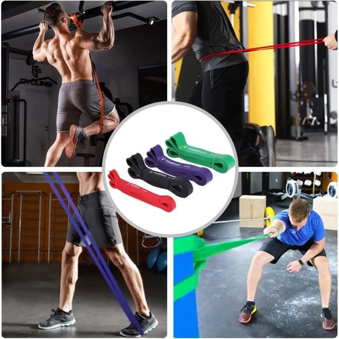 Bande Élastique Musculation-Bandes De Résistance + Sac De Rangement, Latex Naturel Elastique De ...