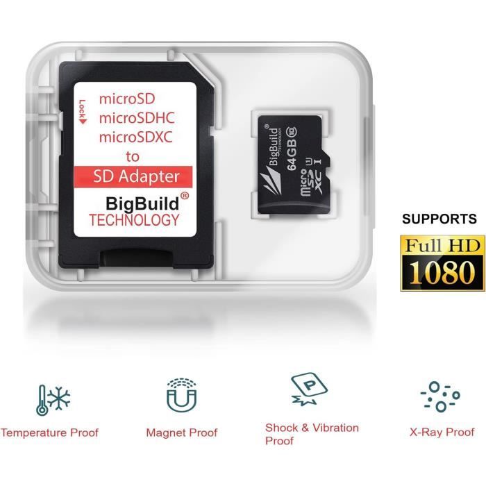 Ememorycards 64 Go 80Mo-S Ultra Rapide Microsd Carte Mémoire Pour ...