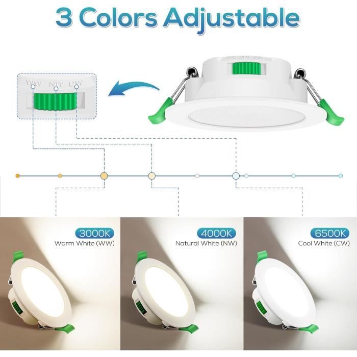 Spot Led Encastrable, 7W Spot Led Dimmable 230V, Blanc Chaud 3000K ...