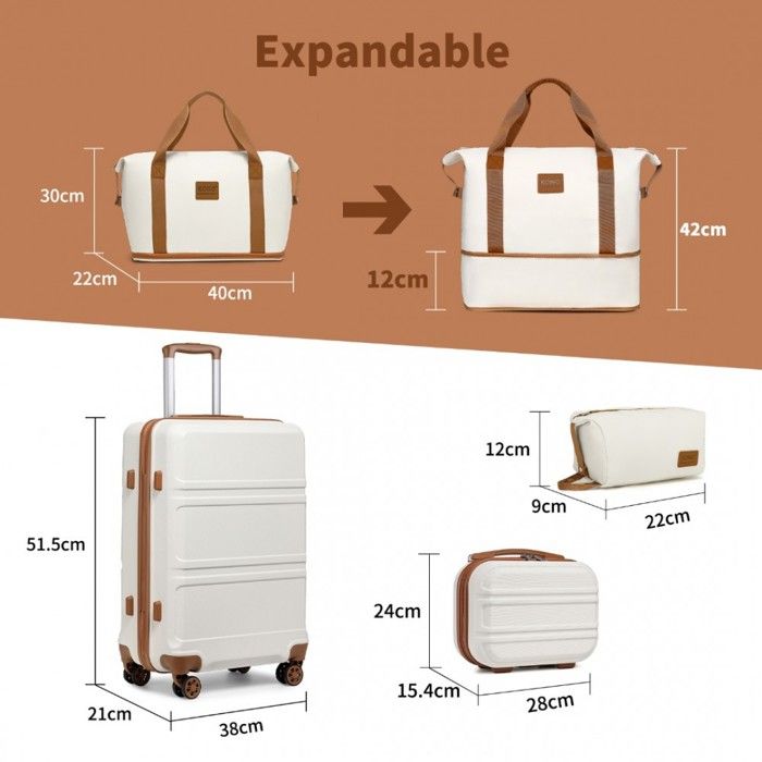 Kono Set de 4 Valises de Voyage Rigide ABS + PC Bagage Cabine avec Portable Vanity Case ...