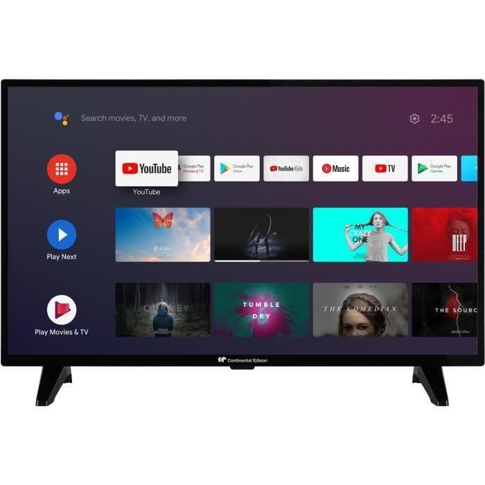 CONTINENTAL EDISON TV LED FHD 32'' (80 cm) - Android TV - 3xHDMI, 2xUSB - Netflix & YouTube-Noir ...