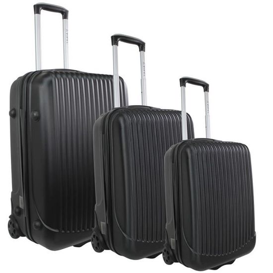 ZIFEL Set de 3 Valises Chariot Rigide ABS 2 Roues 60-50-40 cm PARAGUAY Noir