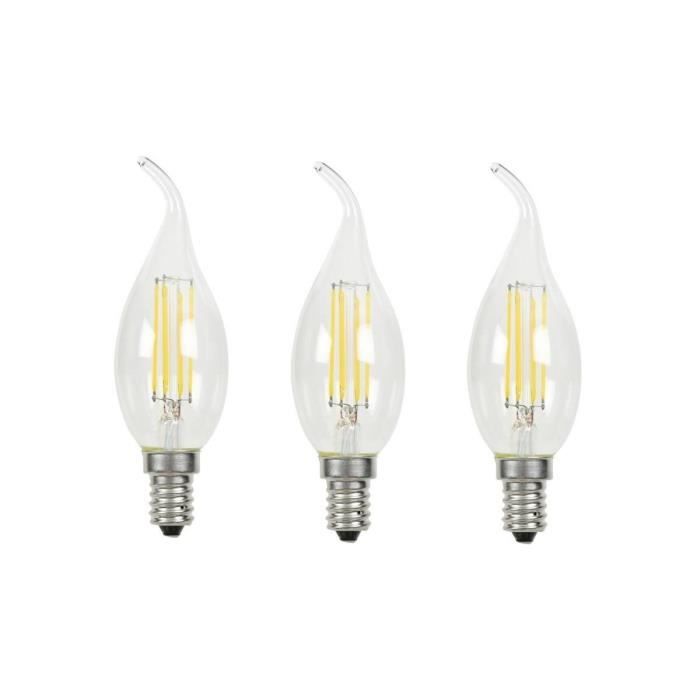 MACADAM LIGHTING Lot de 3 ampoules LED filament flamme bougie E14 3,6 W ...