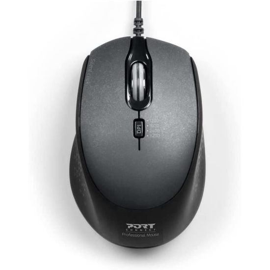 PORT CONNECT Souris Filaire USB-A USB-C Silencieuse et Compacte Noir ...