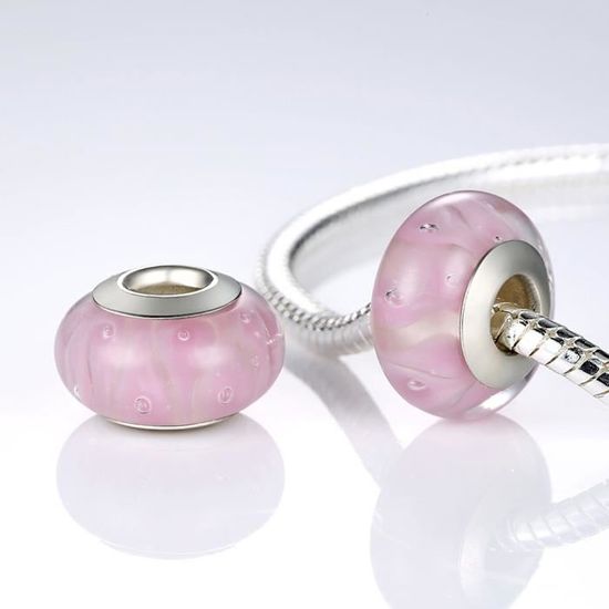 5PCS BAMOER Rose Couleur Murano Perles Charms Compatible Pando Essence ...