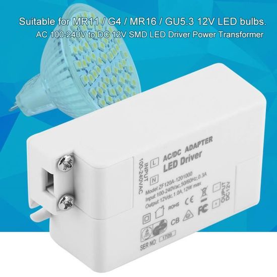 HURRISE Pilote de LED AC 100-240V à DC 12V SMD LED Driver Switch ...