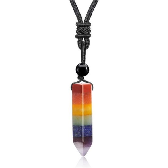 Collier En Pierres Précieuses 7 Chakras De Guérison Avec Pendentif ...