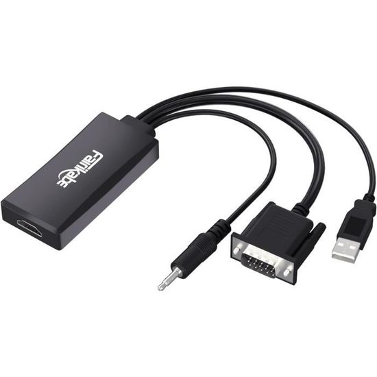 Adaptateur Vga Vers Hdmi Avec Audio (Source De Sortie Pc Vga Vers Tv ...