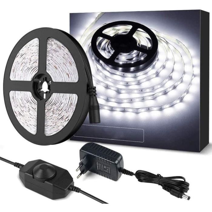 Ruban led dimmable, 5m blanc froid bande led 6000k 300leds, 12v ...