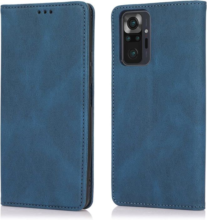 Coque en Cuir PU Premium pour Xiaomi Redmi Note 10 Pro Max Bleu, Housse ...
