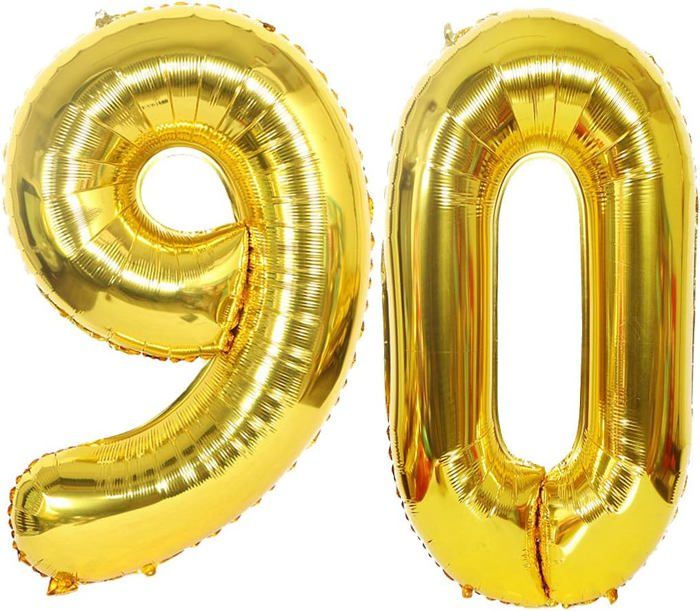 Ballons Anniversaire 90 an Dor 40 Pouces Feuille Ballon Chiffre 90 Gant ...