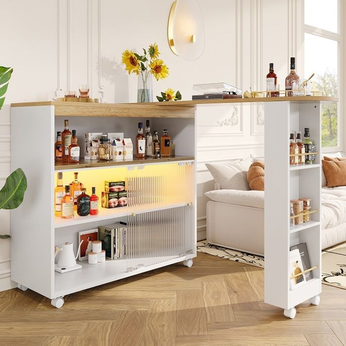 Table De Bar Extensible Avec Rangement, Table De Bar Amovible Moderne ...