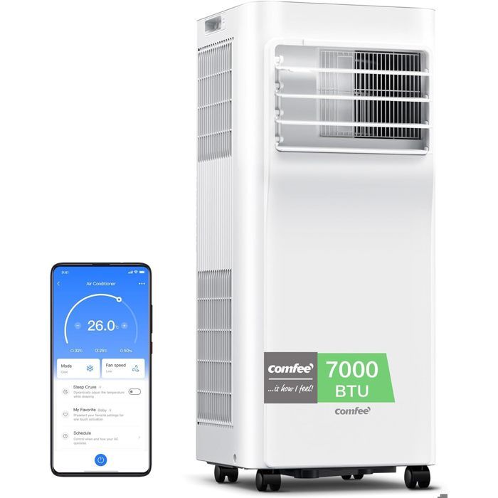 Climatiseur Mobile COMFEE 7000 BTU, 3 Modes, 3 Vitesses de ventilation ...